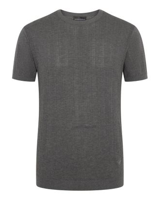Emporio Armani Unifarbenes Feinstrick-T-Shirt aus Baumwolle in