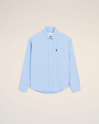 Ami Ami Paris - Chemise boxy bleue en coton Ami de Coeur Gris - Taille : 36 - pour Homme