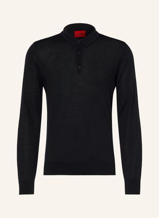 HUGO BOSS Hugo Strick-Poloshirt San Porter schwarz
