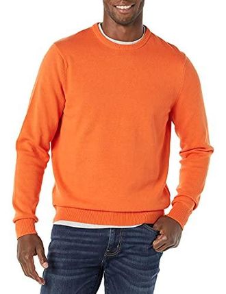 Amazon Essentials Pull &agrave; Col Rond et Manches Longues, 100% Coton (Disponible en Grandes Tailles et Grandes Longueurs) Homme, Orange, M