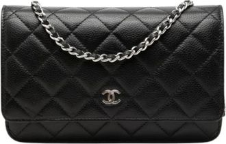 Chanel Portefeuille sur cha&icirc;ne Pre-owned - Femme - Pre-owned - Noir - Taille: ONE Size