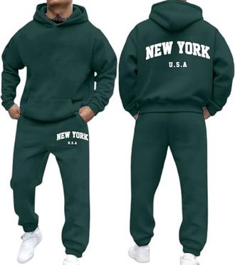 Generic Tenue dautomne 2 pi&egrave;ces pour homme avec capuche graphique - Ensemble de surv&ecirc;tement &agrave; capuche et pantalon de surv&ecirc;tement pour homme - V&ecirc;tements de d&eacute;t