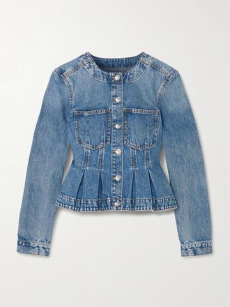 Veronica Beard Zahara Jeansjacke Mit Sch&ouml;&szlig;chen Und Falten - Blau