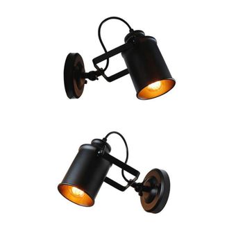 DOITOOL Schwarz Schmiedeeisen Led Wandleuchte Retro Industrielle Beleuchtung F&uuml;r Schlafzimmer Wohnzimmer Loft Bar Ohne Leuchtmittel Schwarz