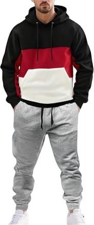 Generic Ensemble Jogging Homme, Sweat Hoodies &Agrave; Manches Longues Et Pantalon De Jogging Ensemble De 2 Pi&egrave;ces, Doux Et Surdimensionn&eacute;, V&ecirc;tements Chaud Travail D