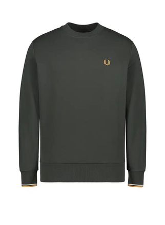 Fred Perry Herren Sweatshirt gr&uuml;n Baumwolle unifarben