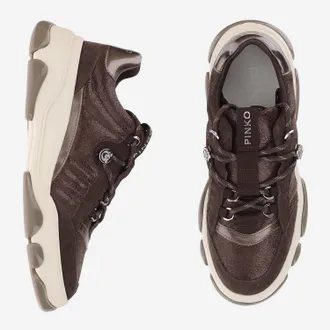 Pinko Womens Leather Sneakers Athena Brown Dark Upper: Cow Trainers