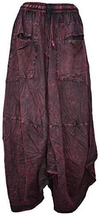 Gheri Aux Femmes Coton D&eacute;tresse Ouvert Poche Salut Bas Jupe Bordeaux