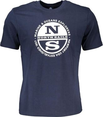 North Sails Homme, Tops, Bleu, Taille: S T-shirt bleu à manches courtes avec logo imprimé