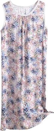 Generic Chemise de nuit en coton pour femme sans manches - Robes de nuit longues pour femme Grande taille - Robe t-shirt longue en coton sans manches Pyjama c