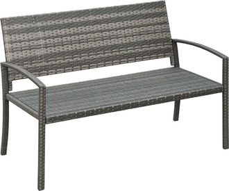 OUTSUNNY Gartenbank Polyrattan 2-Sitzer UV-beständig Sitzbank mit ergonomischen Armlehnen Rückenlehne Gartenmöbel Parkbank bis 240kg belastbar