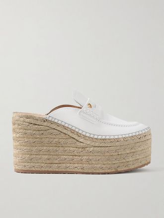 Gianvito Rossi Maxilla 45 Espadrille-mules Aus Leder Mit Plateau - Wei&szlig;