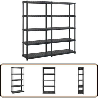 vidaXL Vidaxl - tag&egrave;re de rangement &agrave; 5 niveaux Noir 170x40x185 cm Plastique - &Eacute;tag&egrave;re De Rangement - &Eacute;tag&egrave;re Industrielle - Meuble De Rangement - Stockage