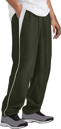 Generic Pantalon de jogging tendance coupe droite pour les sorties et les soir&eacute;es - Taille &eacute;lastique - Bas doux et confortable, Vert noir, XL