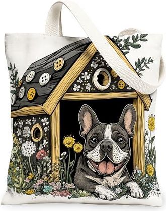 Generic Spring Cane Corso Sac fourre-tout en toile pour faire du shopping, 33 x 38,1 cm, niche amusante et r&eacute;utilisable, motif imprim&eacute; floral pour femme, anim