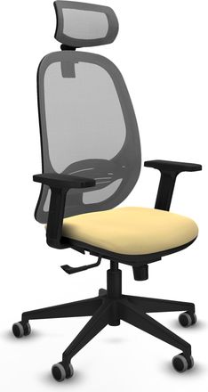 Piqueras y Crespo Cilanco Kundendienststuhl mit 2D-Armen, h&ouml;henverstellbare Lendenwirbelst&uuml;tze und h&ouml;henverstellbares Kopfteil, Grau/Cremefarben