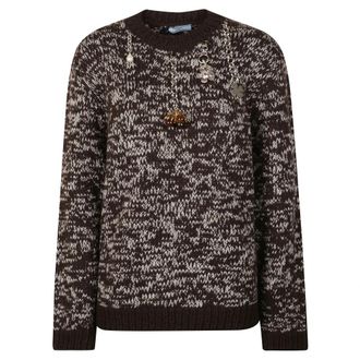 Prada Zweifarbiger Oversize-Pullover aus Wolle - - Knitwear - Damen - Mehrfarbig - S