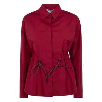 Max Mara Femme, Blouses et Chemises, Rouge, Taille: 40 FR Tazzina Chemise Classique en Popeline de Coton