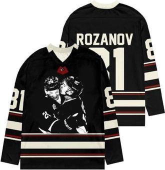 Generic Heated Rivalry Rozanov & Hollander Maillot de hockey imprim&eacute; pour couples - Pull unisexe col en V &agrave; manches longues, haut de sport style fan pour les 