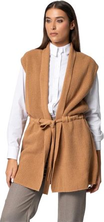 Kocca Femme, Vestes, Brun, Taille: 36 FR Gilet Mi-Cuisse L&eacute;g&egrave;rement C&ocirc;tel&eacute;