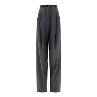 Sportmax Femme, Pantalons, Gris, Taille: 34 FR Pantalon Oversize en Laine Stretch