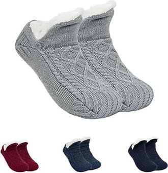 Generic BCQTD Chaussettes pelucheuses pour homme et femme, chaussettes dhiver &eacute;paisses et confortables, antid&eacute;rapantes, chaudes avec antid&eacute;rapantes, cadeau po
