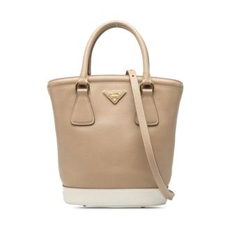 Prada Pre-owned Vintage Saffiano Leather Bucket Bag - - Pre-owned - Damen - Braun - ONE SIZE