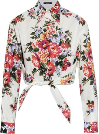 Dolce & Gabbana Femme, Blouses et Chemises, Blanc, Taille: 38 FR Chemise &agrave; motif floral