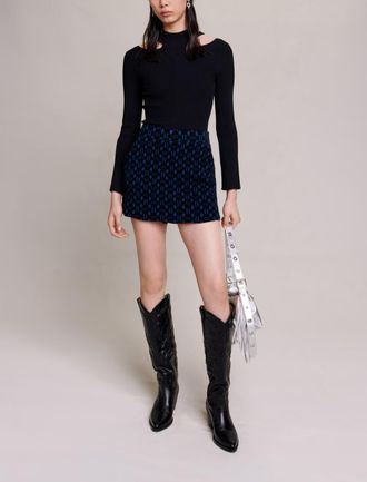 Maje Shorts Aus Samt-jacquard - Blau / Schwarz - Gr&ouml;&szlig;e 40 - Maje