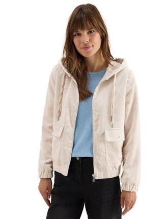 Cecil Damen 2117008 Cordjacke mit Kapuze, Oat Milk beige, 36