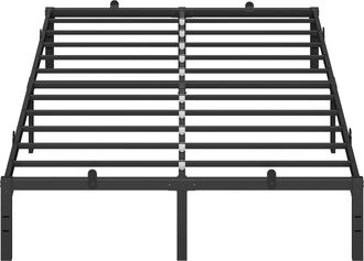 Vasagle Doppelbettgestell, Bett, 140 x 200 cm, Metallbett, Bettrahmen, Unterbettaufbewahrung, modern, Gästebett, einfacher Aufbau, tintenschwarz RMB134B01