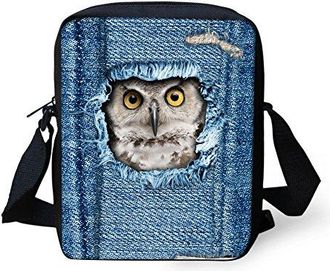 Hugs Idea Hugs Idea Sac à main en jean imprimé motif hibou