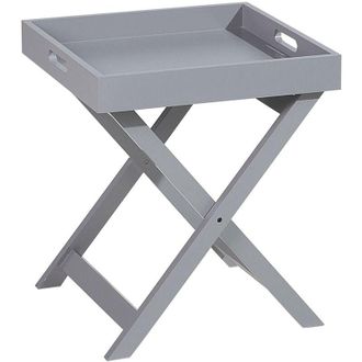 Beliani Beliani - Table Basse dAppoint Pliable avec Plateau D&eacute;tachable Grise Tr&egrave;s Pratique et Fonctionnelle pour Salon Minimaliste et Scandinave