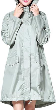 Generico Manteau de pluie long et léger à capuche coupe-vent avec poches Trench léger Veste softshell imperméable pour femme, bleu clair, XXL