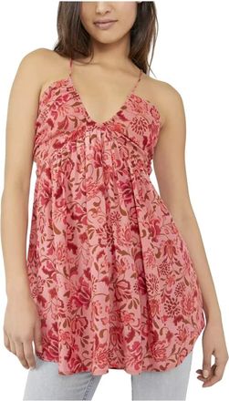 Free People Femme, Blouses et Chemises, Rose, Taille: 42 FR Haut &agrave; imprim&eacute; floral et col en V