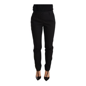 Dolce & Gabbana Elegante konisch zulaufende Schurwollhose - - Trousers - Damen - Schwarzk - 2XS