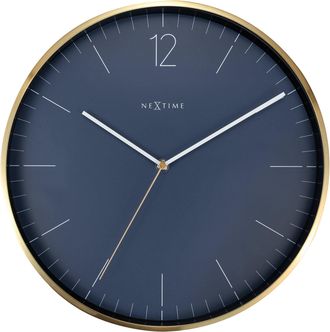 NeXtime Nextime Wanduhr Ø 34 cm - Glass/Metal - Vintage Blauw - Essential Gold