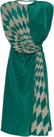 Versace Femme, Robes, Vert, Taille: 38 FR Robe en soie avec cristaux scintillants
