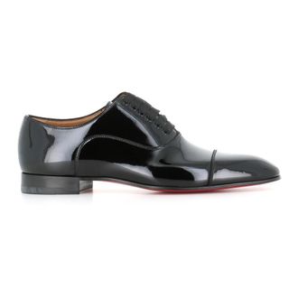 Christian Louboutin Schwarze Oxford Flache Schuhe Lackleder - - Shoes - Herren - Schwarzk - 41 1/2 EU
