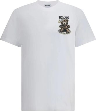Moschino Homme, Tops, Blanc, Taille: L T-shirt en coton à motif dours