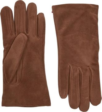 Agnelle gants &agrave; appliqu&eacute;s - Marron