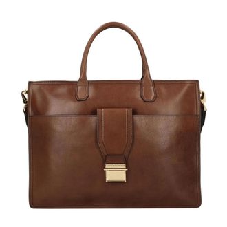 The Bridge Klassische Leder Messenger Tasche Braun Unisex - - Bags - Damen - Braun - ONE SIZE