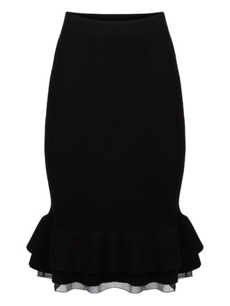 Nina Ricci jupe bicolore à détail froncé - Noir