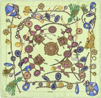 Versace Seidenschal mit Broken Jewels Print - - Accessories - unisex - Gr&uuml;n - ONE SIZE