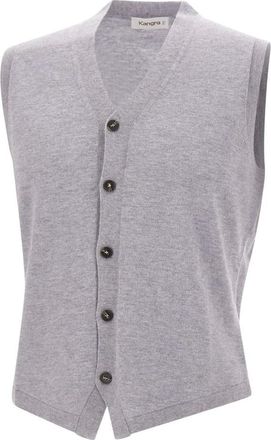 KANGRA Homme, Pulls, Gris, Taille: M Gilet en laine &agrave; col en V