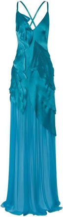 Alberta Ferretti Femme, Robes, Bleu, Taille: 38 FR Robe Bleu Clair &agrave; Feuilles D&eacute;coup&eacute;es au Laser