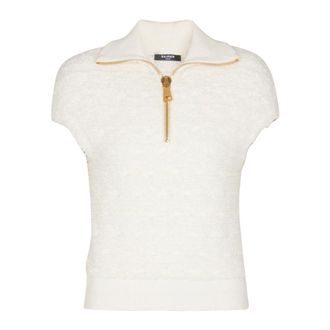 Balmain Tweed-Top - - Knitwear - Damen - Beige - M
