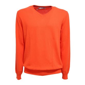 Daniele Alessandrini Grauer Baumwollpullover mit V-Ausschnitt - - Knitwear - Herren - Rot - XL