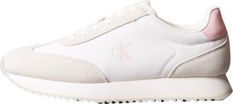 Calvin Klein Damen Runner Sneaker Laceup aus Leder, Wei&szlig; (Bright White/Sweet Pink), 36
