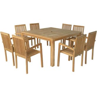 Happy Garden Teakholz-Gartenm&ouml;bel JAVA - quadratischer Tisch - 8 Sitzpl&auml;tze
